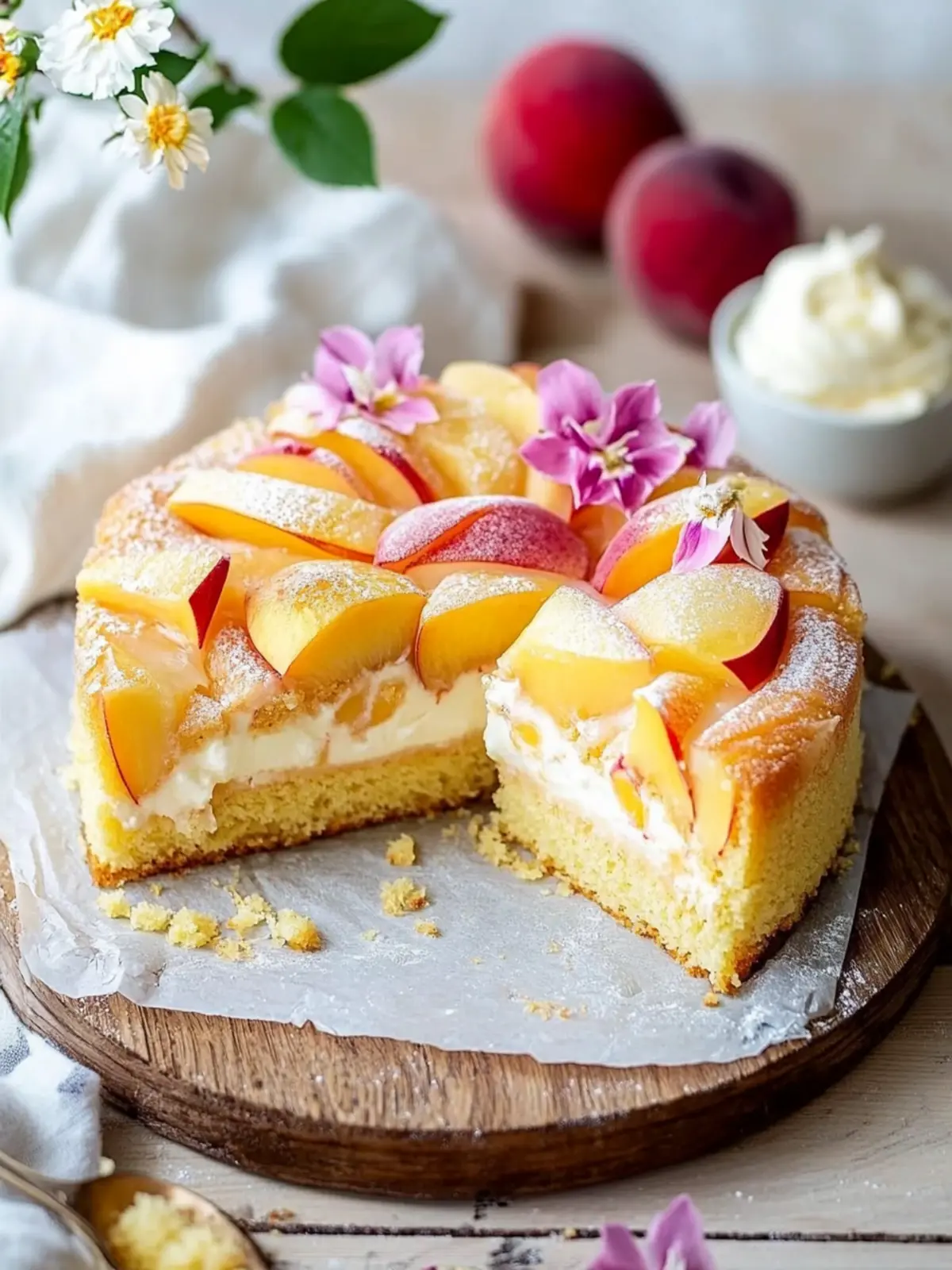 Irresistible Peach, Custard & White Chocolate Cake Recipe