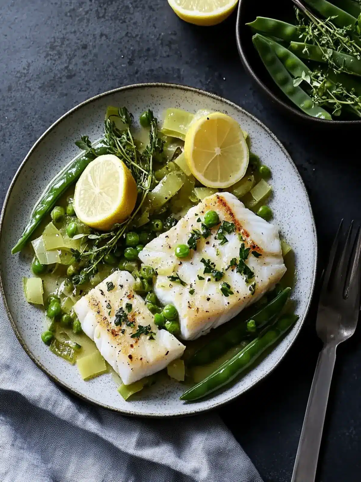 Irresistible Cod with Lemony Leeks and Snap Peas Recipe