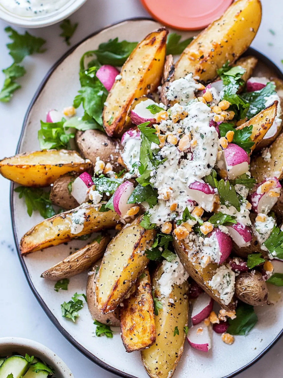 Ultimate Loaded Greek Potato Wedges with Chickpeas - Delicious!