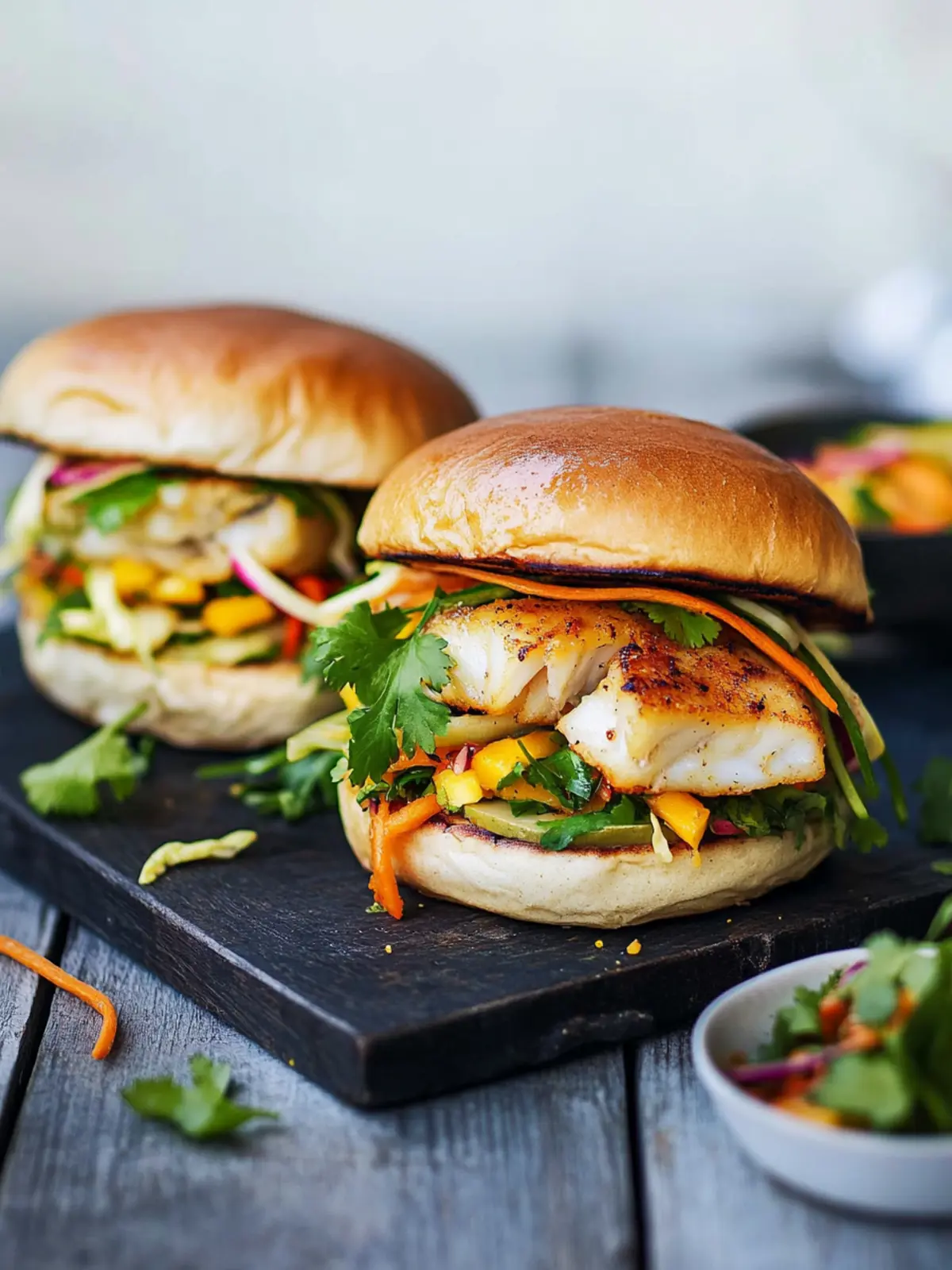 Ultimate Thai Fish Burgers with Delicious Green Mango Slaw