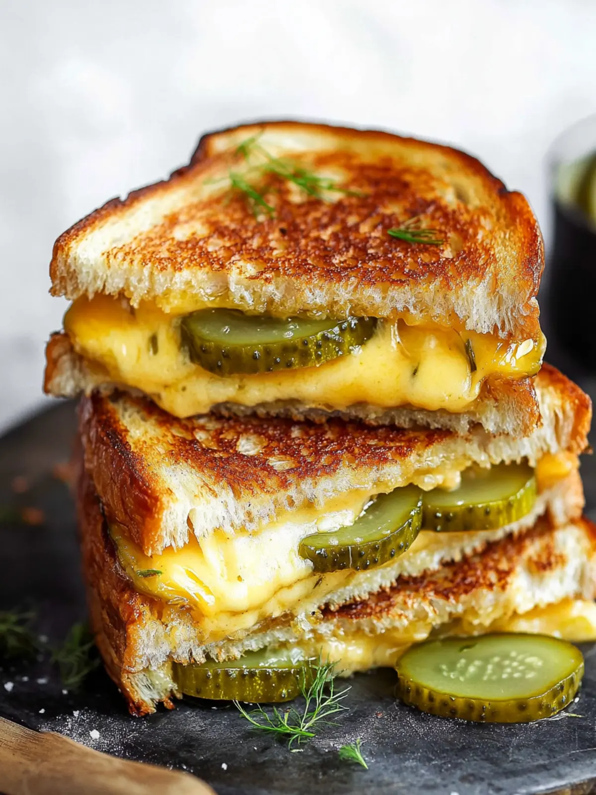Irresistible Pickle Grilled Cheese with Fresh Herbs Delight