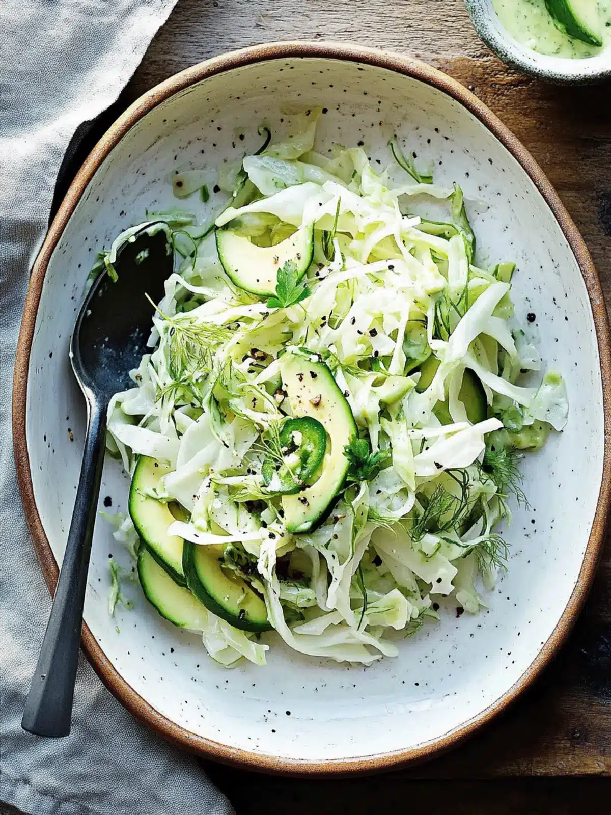Irresistible White Cabbage Fennel Avocado Slaw with Jalapeño Dressing
