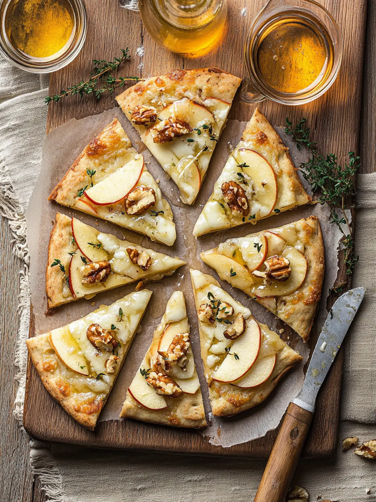 Irresistible Apple Brie Flatbread with Walnuts and Honey Delight