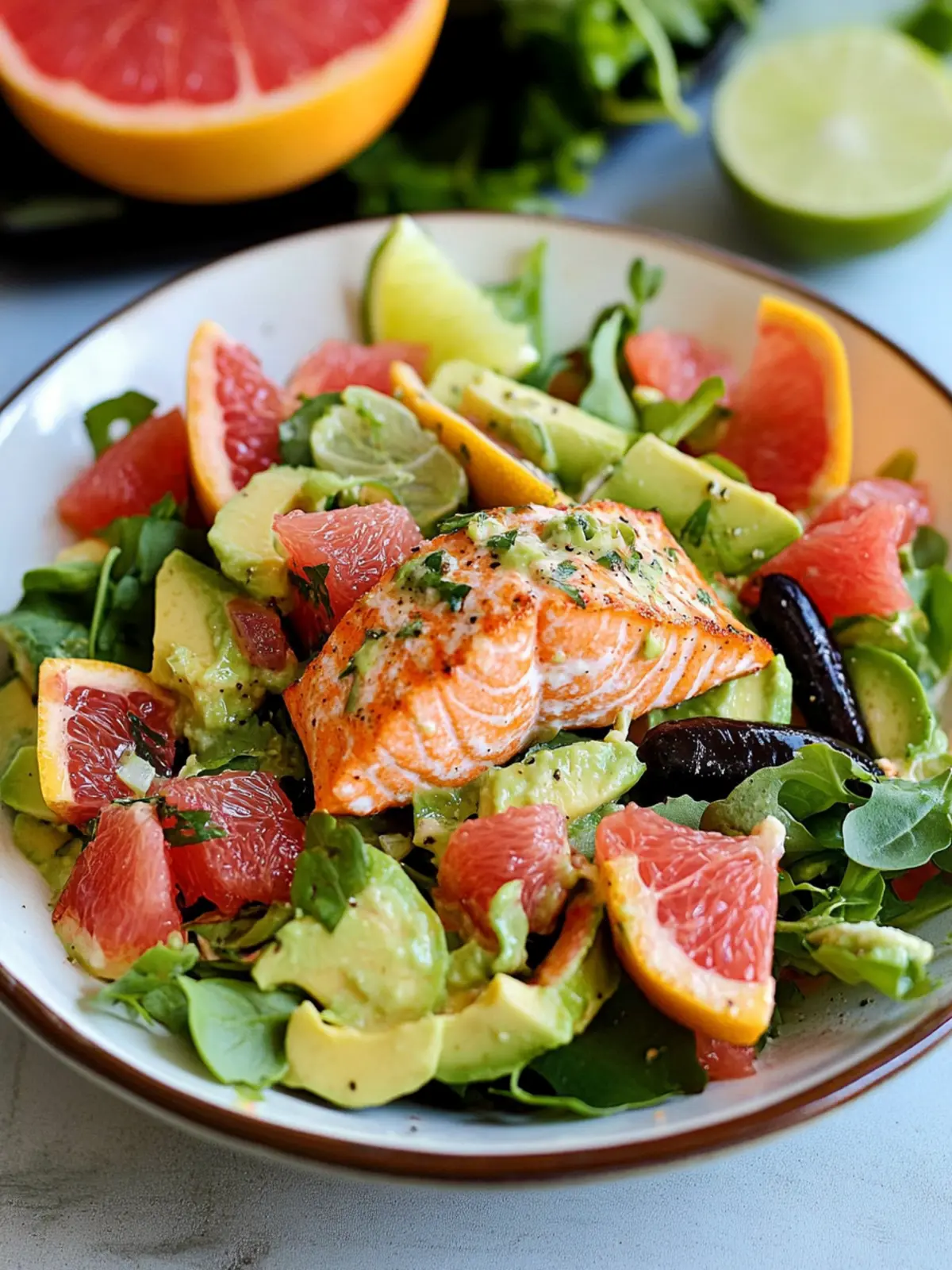 Delicious Grapefruit Avocado Salmon Salad with Magical Dressing