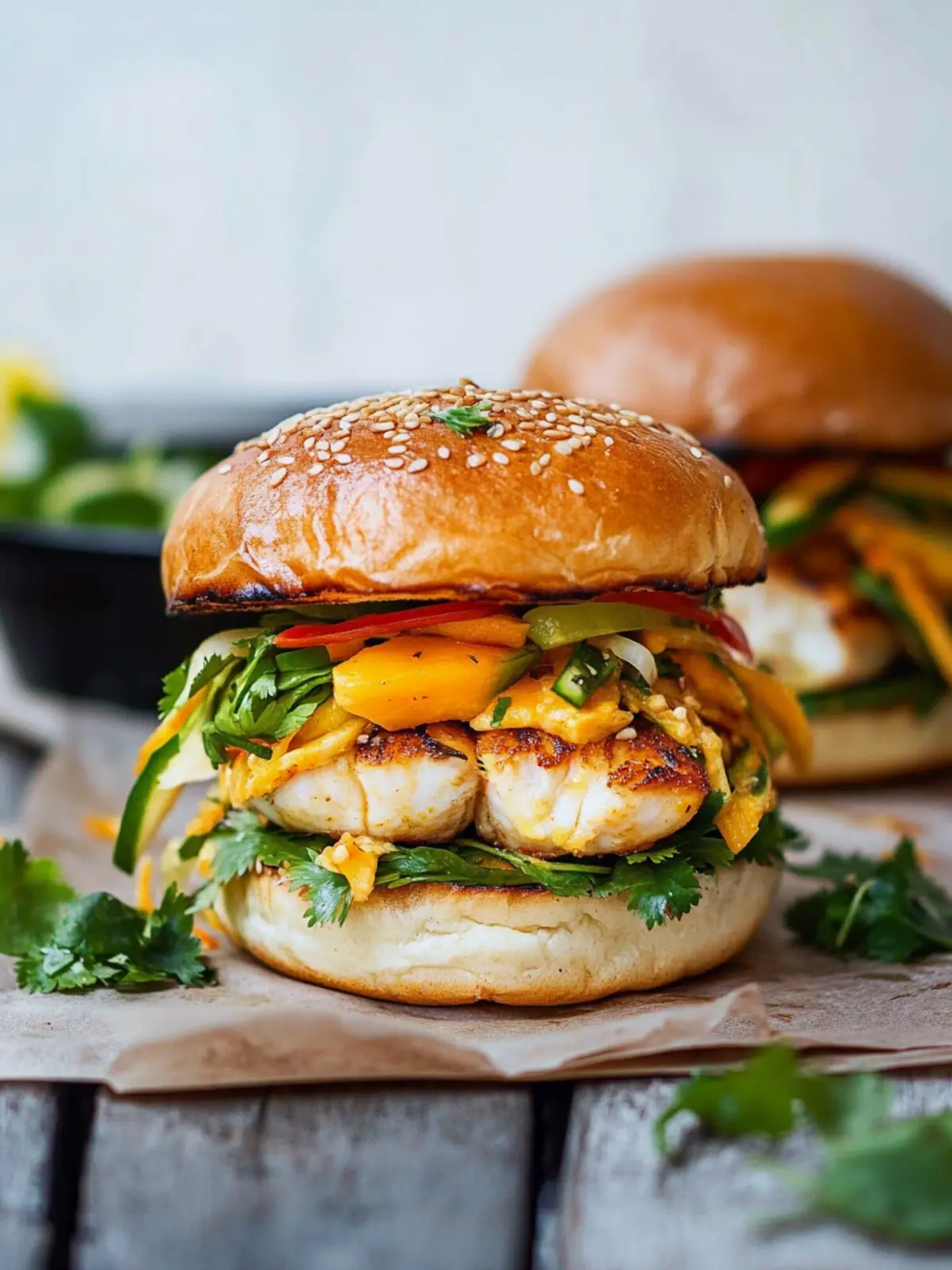 Ultimate Thai Fish Burgers with Delicious Green Mango Slaw