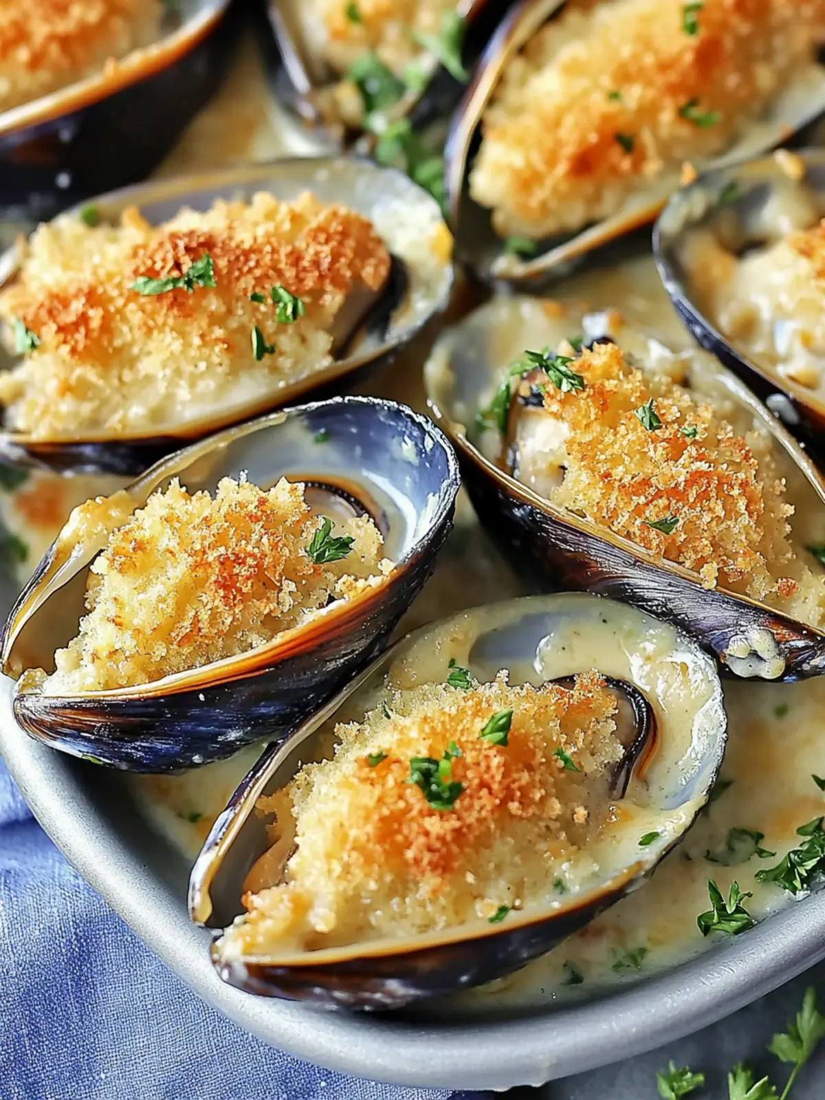 Irresistible Stuffed Baked Mussels with Creamy Garlic-Bechamel