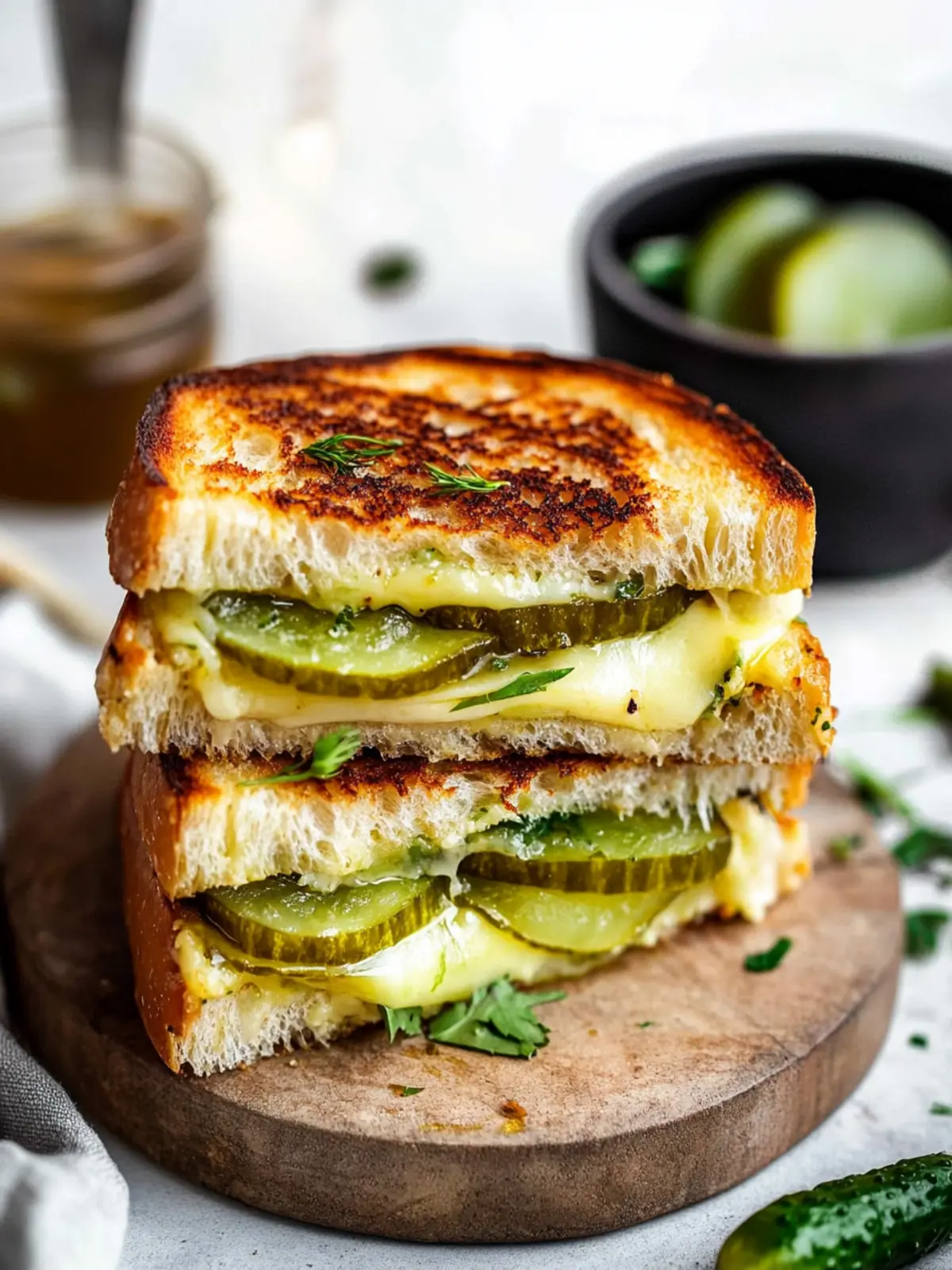 Irresistible Pickle Grilled Cheese with Fresh Herbs Delight