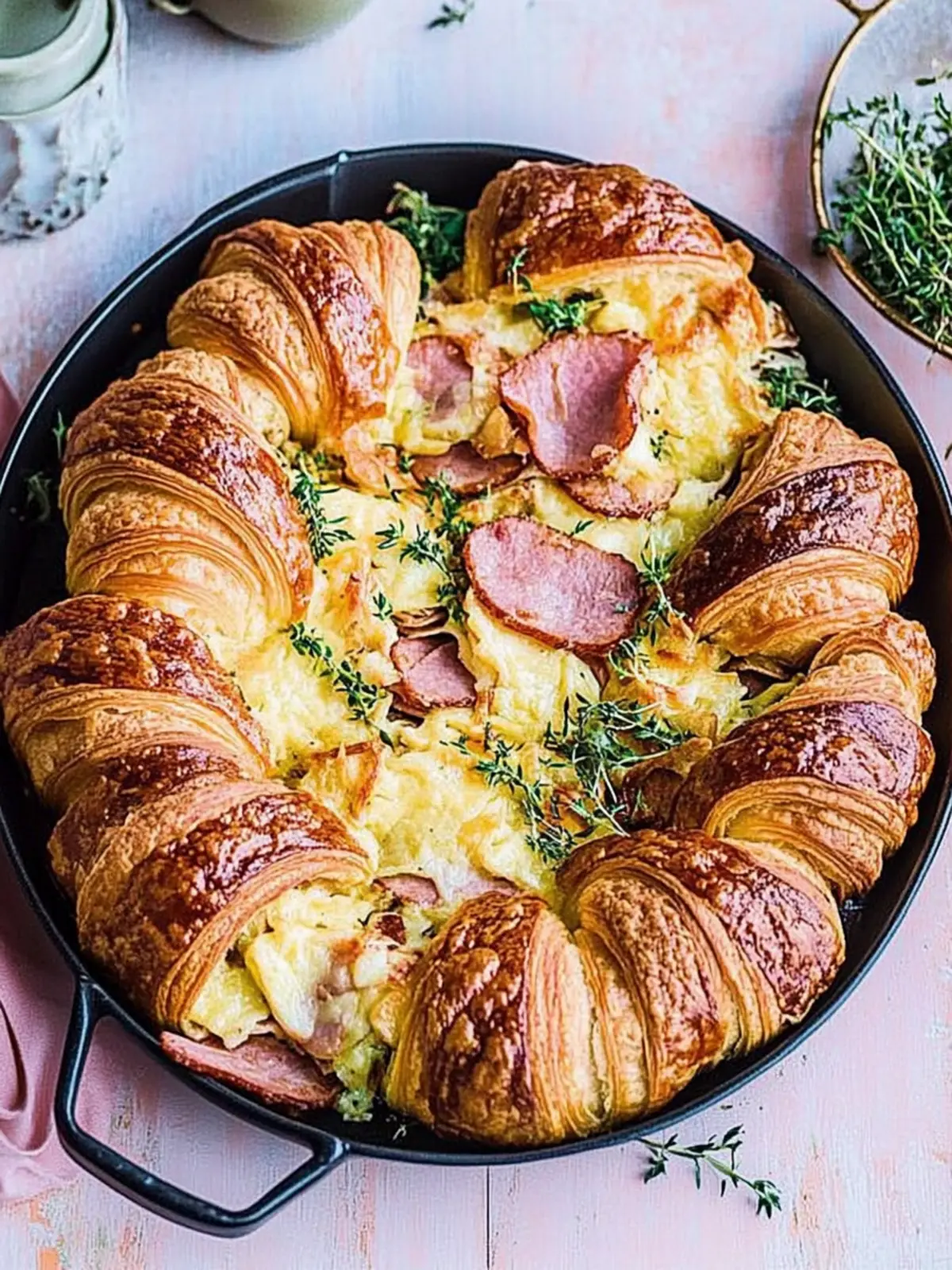 Irresistible Ham and Cheese Croissant Traybake Delight