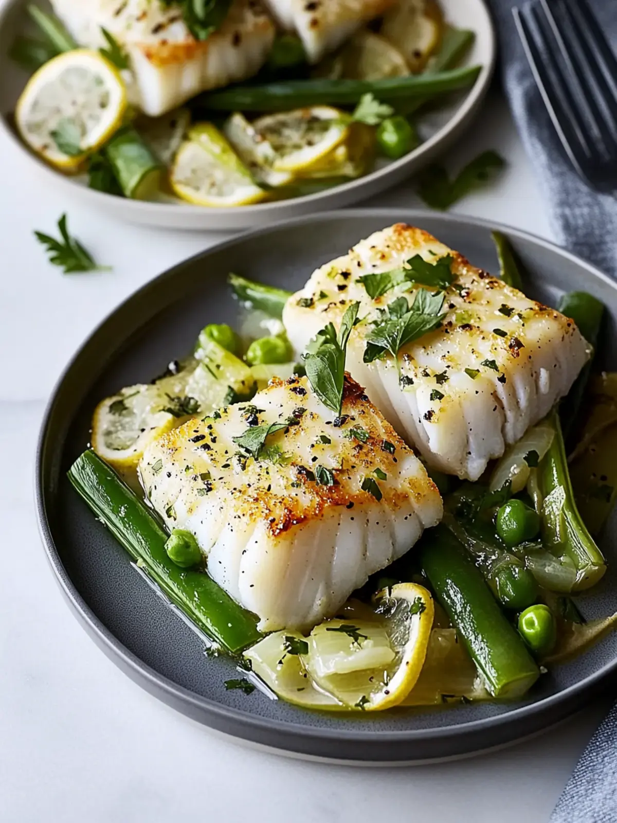 Irresistible Cod with Lemony Leeks and Snap Peas Recipe