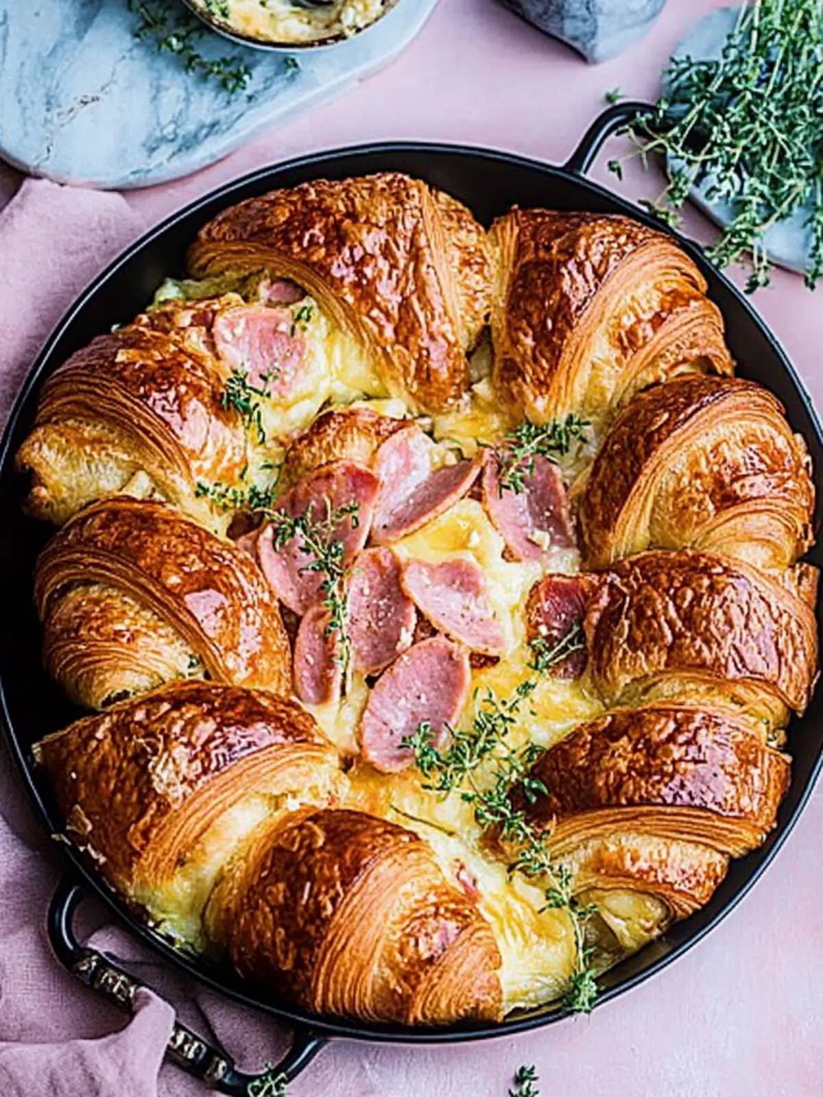 Irresistible Ham and Cheese Croissant Traybake Delight