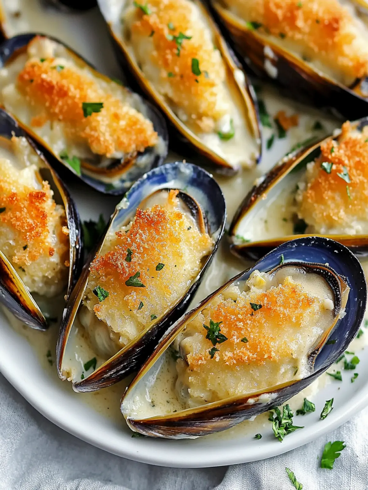 Irresistible Stuffed Baked Mussels with Creamy Garlic-Bechamel