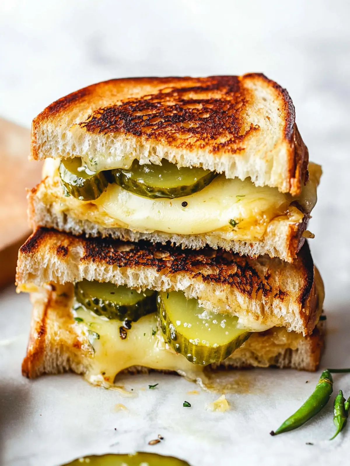 Irresistible Pickle Grilled Cheese with Fresh Herbs Delight