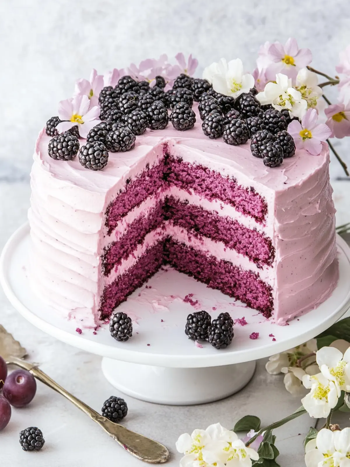 Easy Blackberry Layer Cake with Delicious Buttercream Frosting