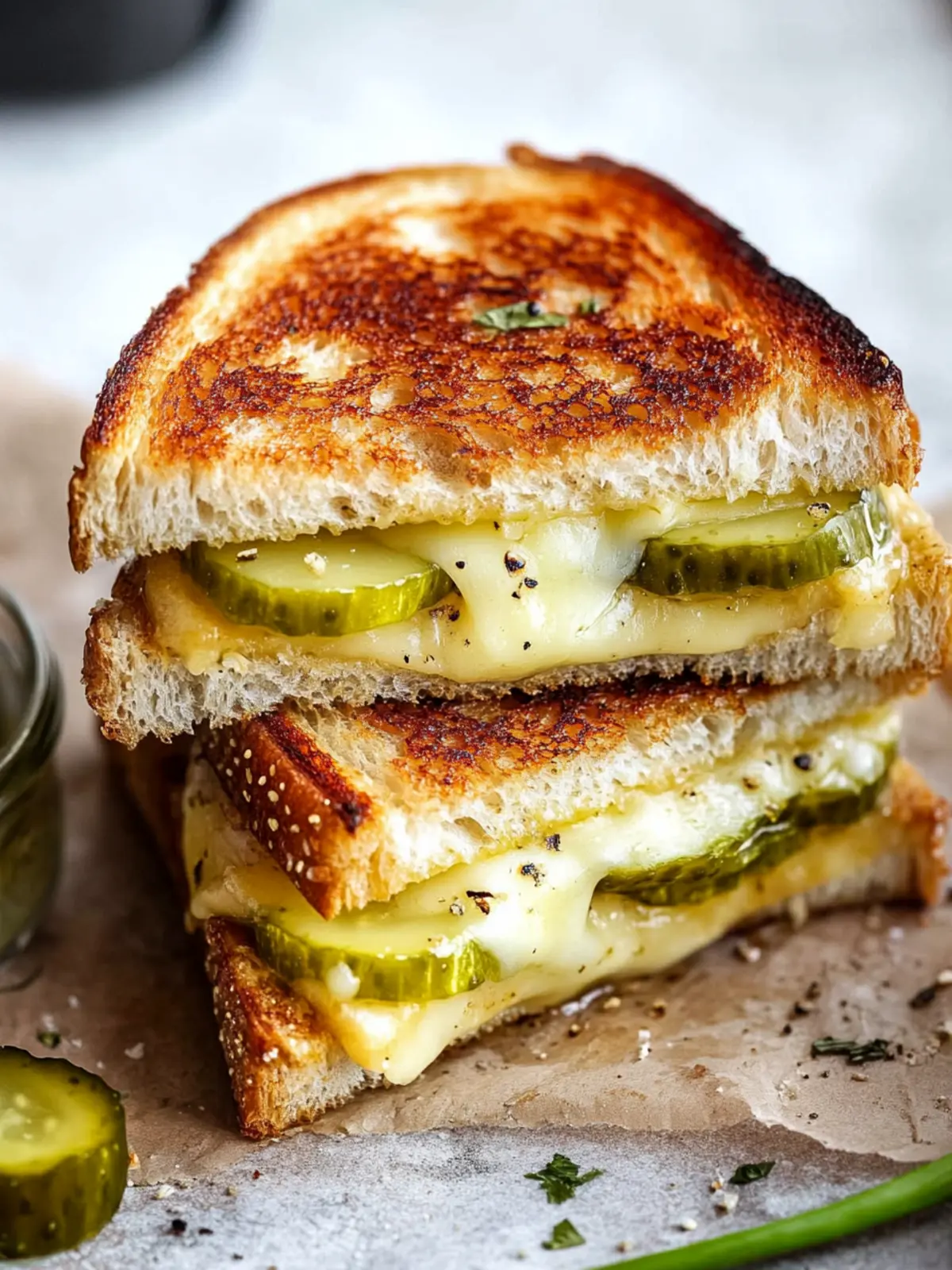 Irresistible Pickle Grilled Cheese with Fresh Herbs Delight