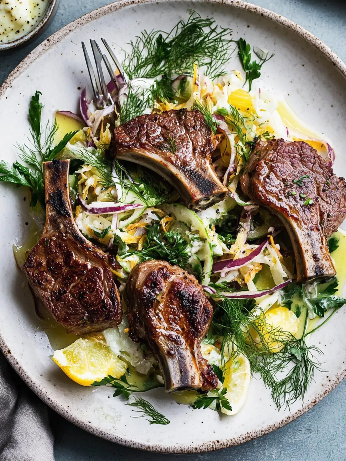 Irresistible Lamb Chops with Fennel Slaw & Spiced Yogurt