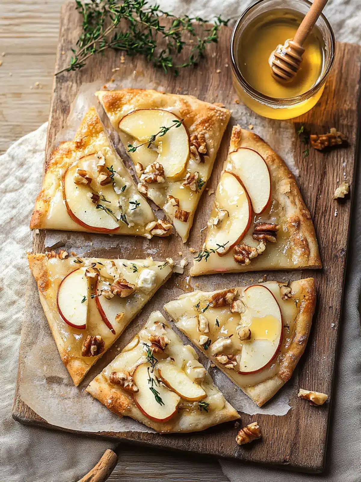 Irresistible Apple Brie Flatbread with Walnuts and Honey Delight