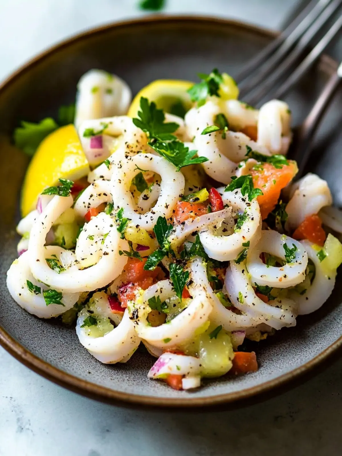 Irresistible Chilled Calamari Salad with Lemon and Parsley