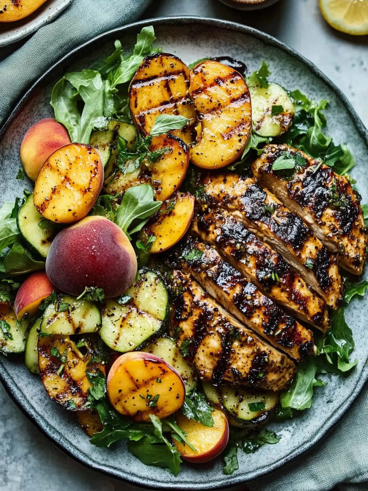 Ultimate Grilled Honey Mustard Chicken with Peach Salad: Delicious