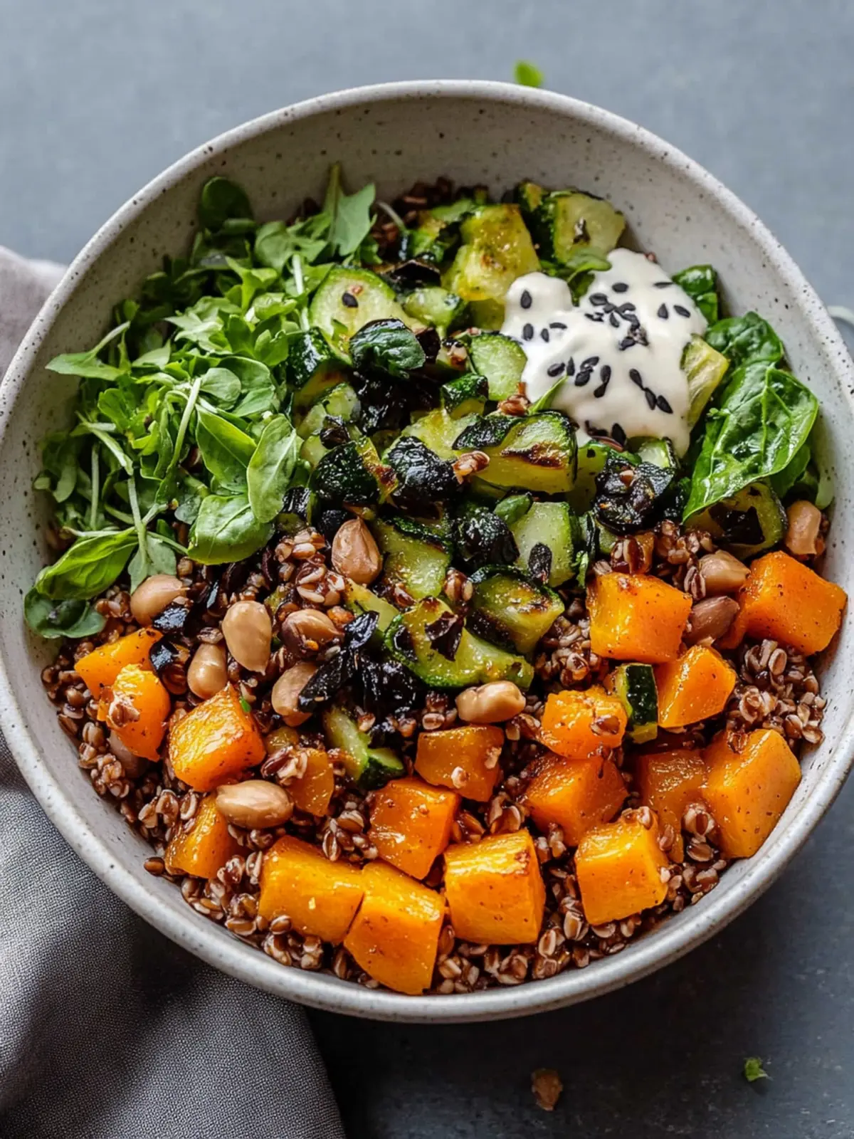 Crispy Butternut Squash and Farro Power Bowl - Deliciously Easy