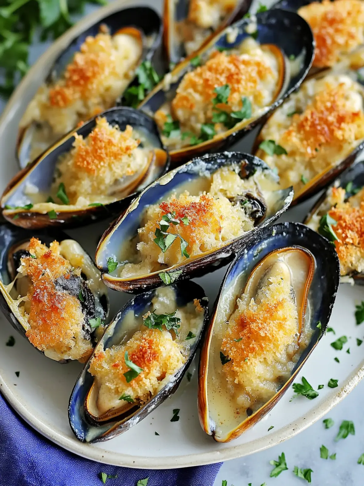 Irresistible Stuffed Baked Mussels with Creamy Garlic-Bechamel