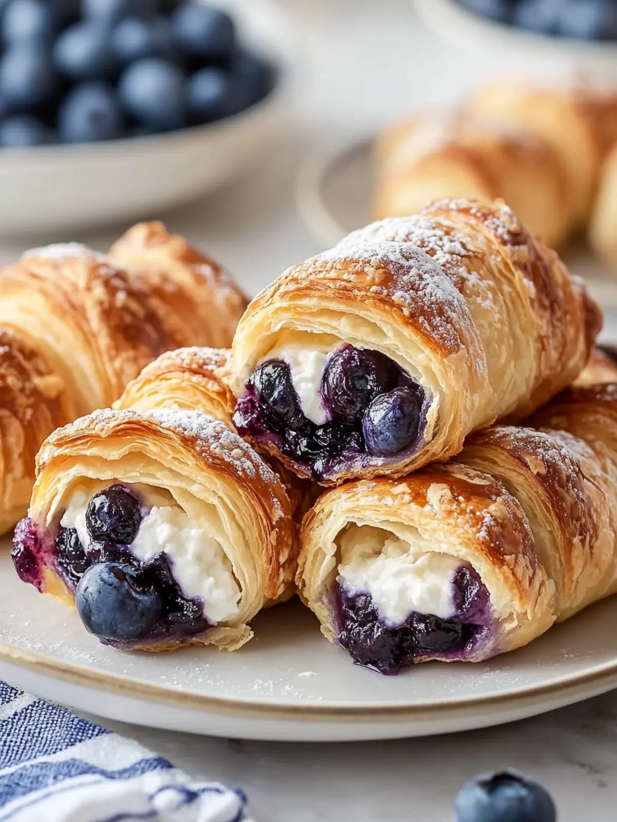 Irresistible Blueberry Cream Cheese Puff Pastry Crescents