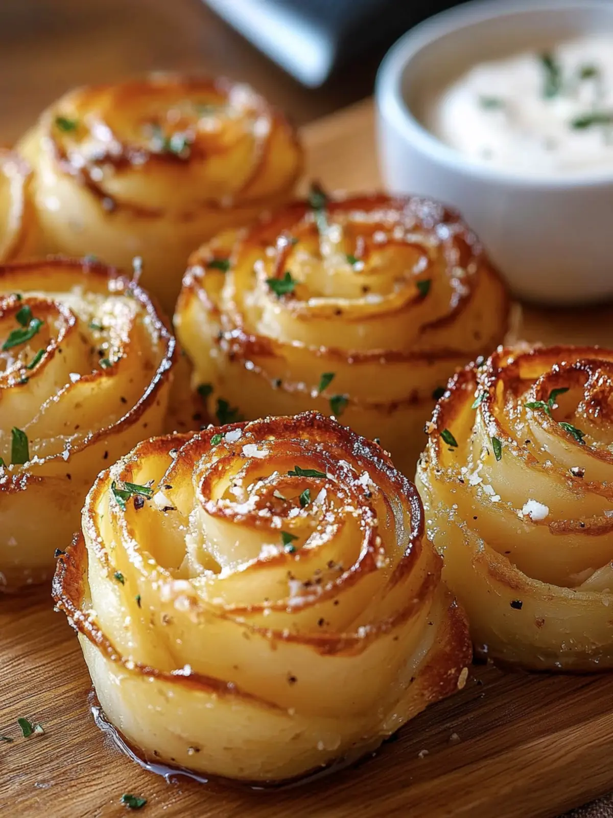 Crispy Parmesan Potato Roses with Irresistible Truffle-Honey Dip