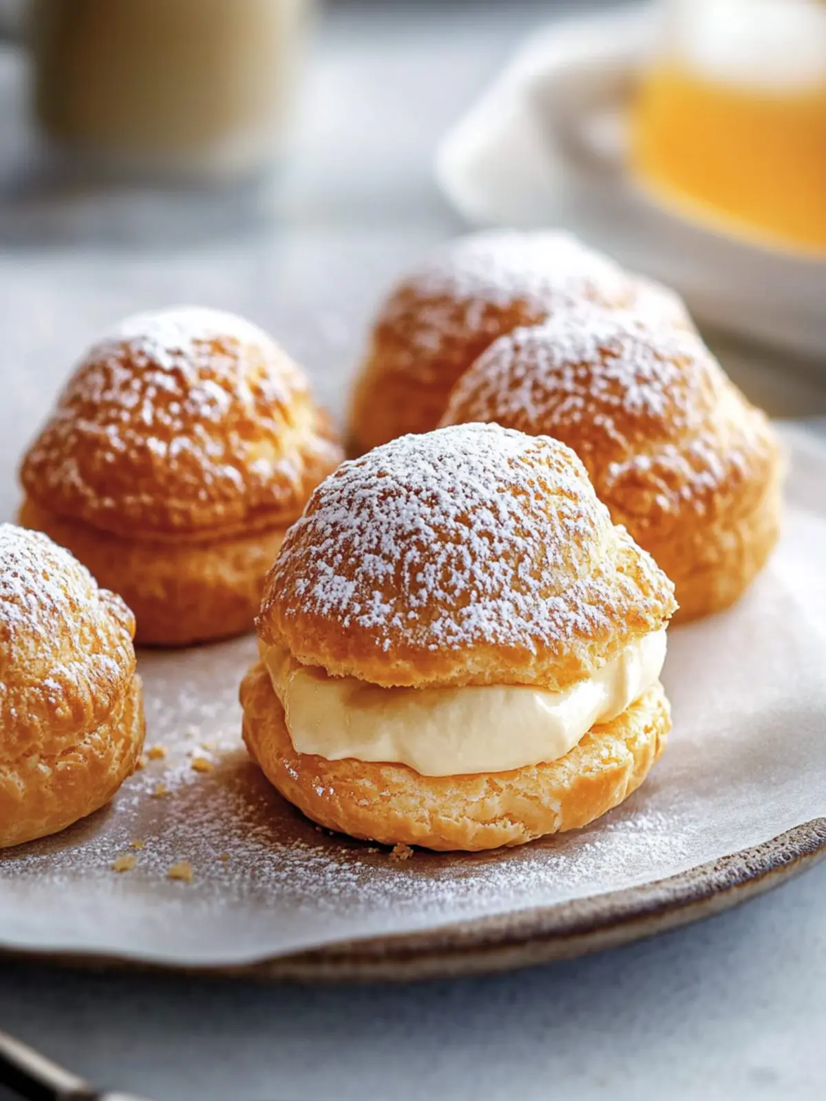 Irresistibly Delicious Thai Tea Cream Puffs with Diplomat Cream