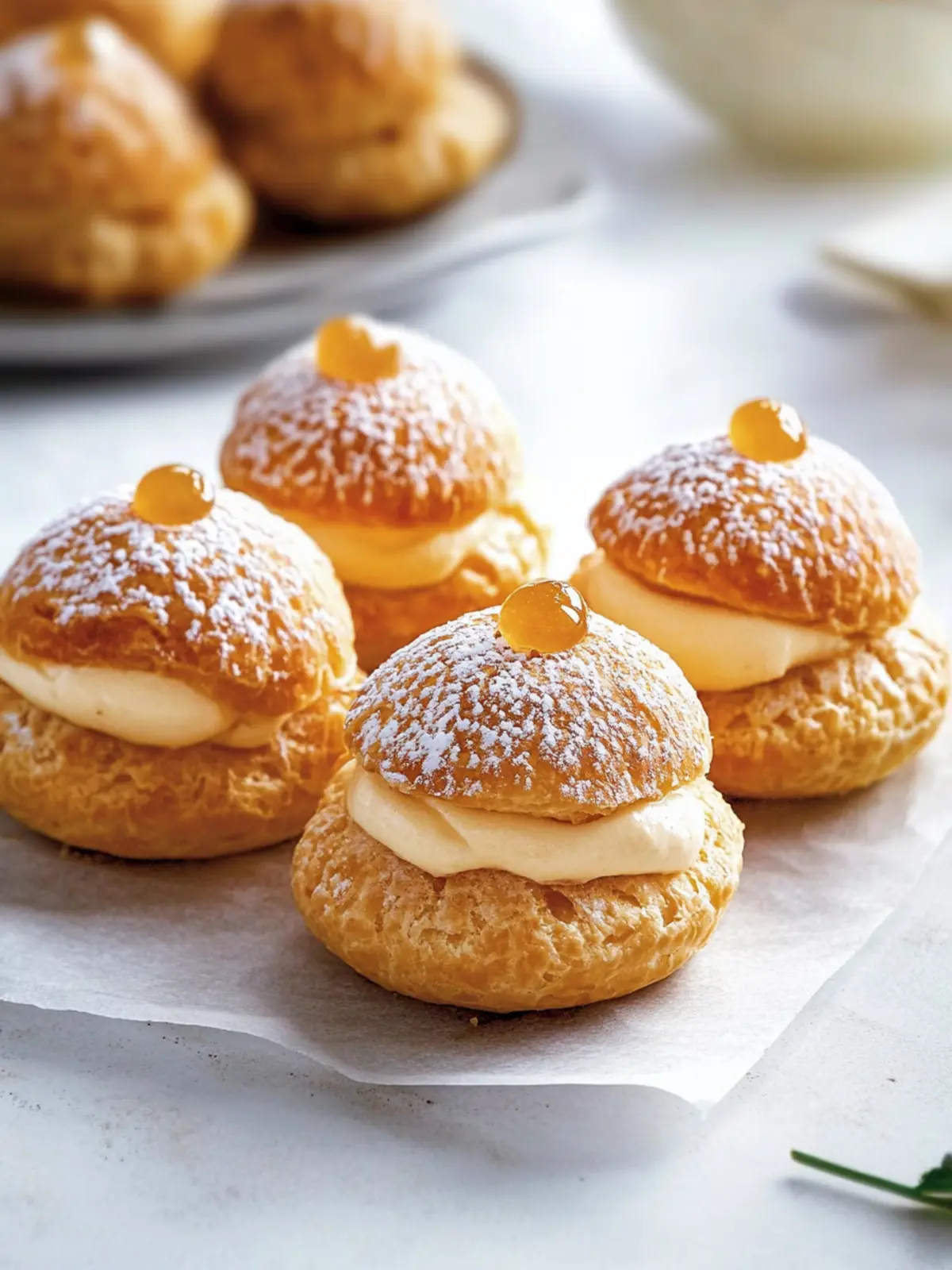 Irresistibly Delicious Thai Tea Cream Puffs with Diplomat Cream