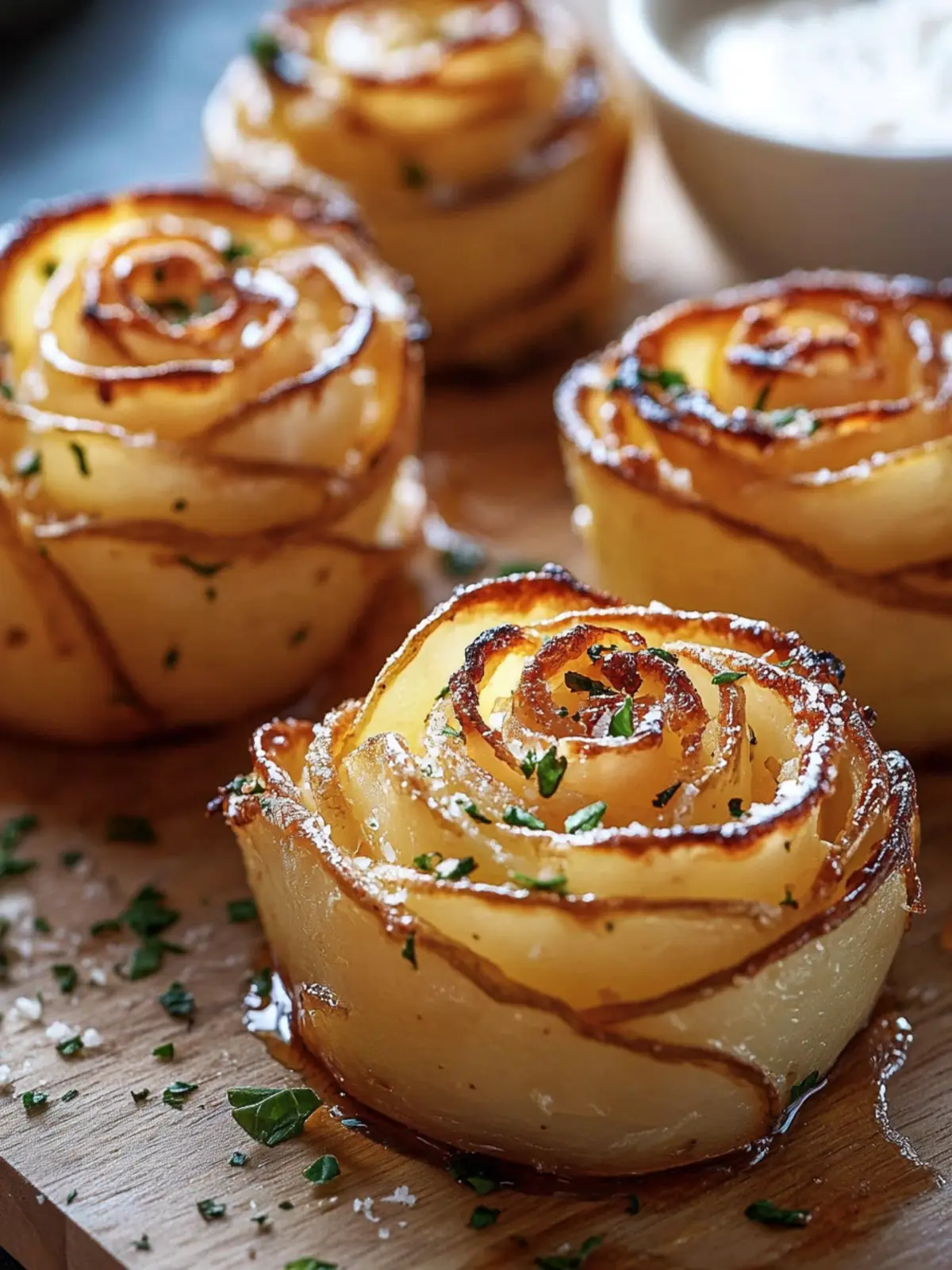 Crispy Parmesan Potato Roses with Irresistible Truffle-Honey Dip