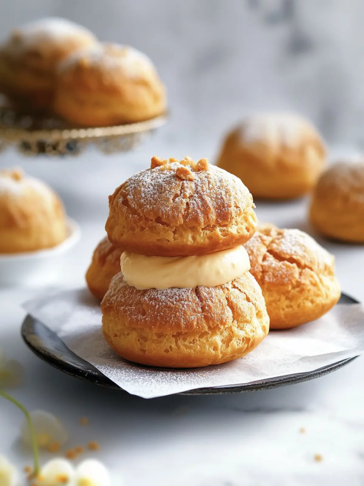 Irresistibly Delicious Thai Tea Cream Puffs with Diplomat Cream